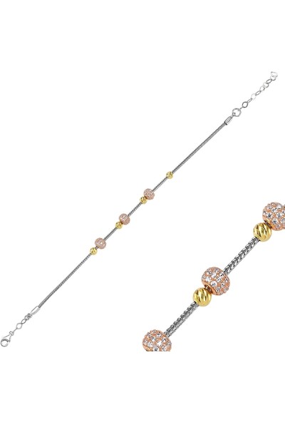 Kutaydan Gümüş Dorica Toplu & Zirkon Taşlı Tri Color Bileklik Kutaydan Gümüş Dorica Toplu & Zirkon Taşlı Tri Color Bileklik