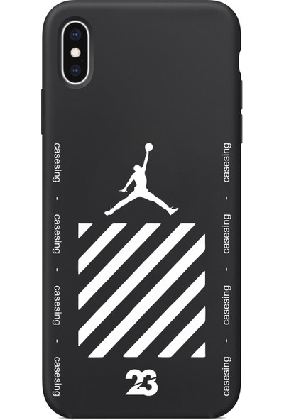 Apple iPhone x Siyah Lansman Jordan Tasarımlı Içi Süet Kaplı Kılıf