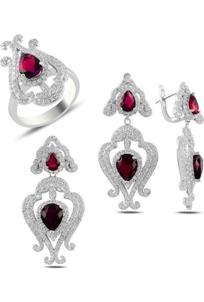 Kutaydan Gümüş Yakut Zirkon Taşlı Set Kutaydan Gümüş Yakut Zirkon Taşlı Set