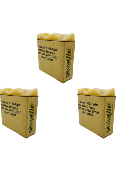 %100 Doğal El Yapımı Deve Sütlü Sabun 3 Adet