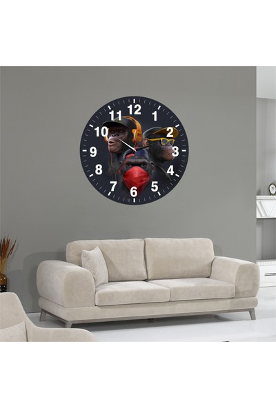Reklam Ofisi Üç Maymun Uv Flatbed Baskılı Duvar Saati Reklam Ofisi Üç Maymun Uv Flatbed Baskılı Duvar Saati