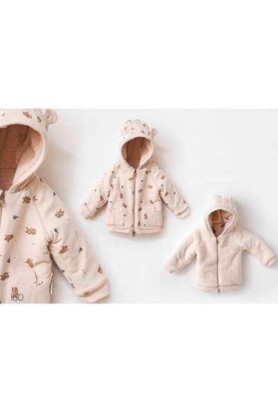 Andywawa AC21083 Bear Camp Çift Yönlü Bebek Mont Beige Andywawa AC21083 Bear Camp Çift Yönlü Bebek Mont Beige