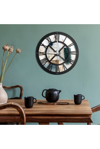 Homerossa Aynalı Rakamlı Dekoratif Duvar Saati 42X42CM Homerossa Aynalı Rakamlı Dekoratif Duvar Saati 42X42CM