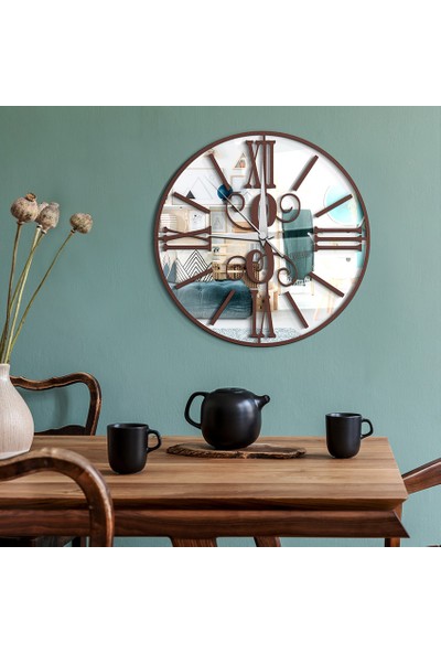 Homerossa Aynalı Dekoratif Duvar Saati 42X42CM Homerossa Aynalı Dekoratif Duvar Saati 42X42CM