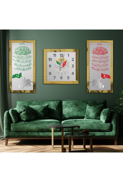 Homerossa Pleks Gold Renkli 3'lü Tablo Homerossa Pleks Gold Renkli 3'lü Tablo