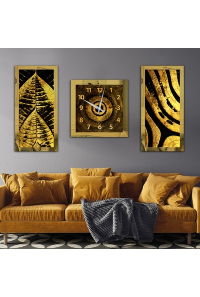 Homerossa Pleks Gold Renkli 3'lü Tablo Homerossa Pleks Gold Renkli 3'lü Tablo