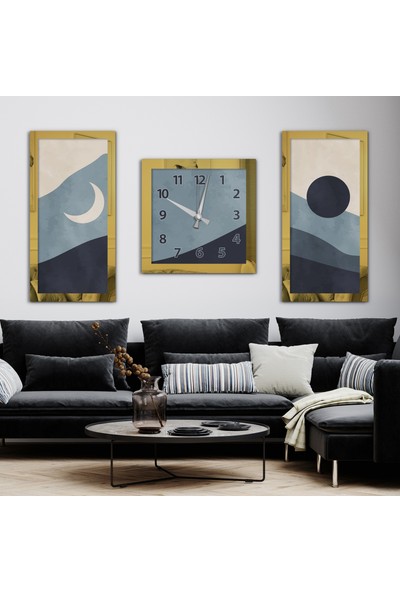 Homerossa Pleks Gold Renkli 3'lü Tablo Homerossa Pleks Gold Renkli 3'lü Tablo