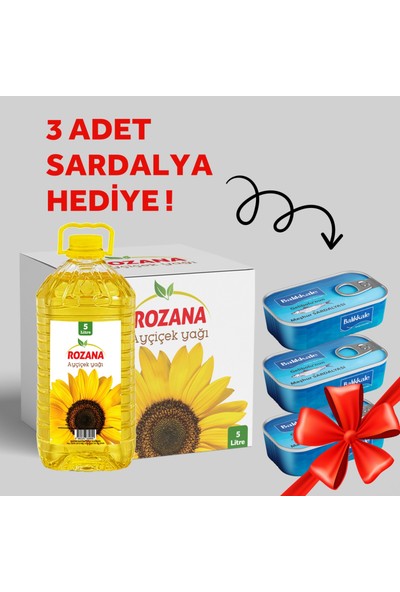 Rozana Ayçiçek Yağı 5 lt × 4 Adet + 3 Adet Sardalya Rozana Ayçiçek Yağı 5 lt × 4 Adet + 3 Adet Sardalya