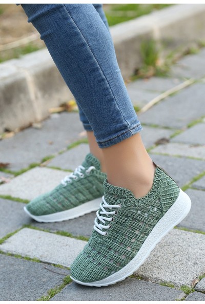 Shoecide Mint Yeşili Örgülü Spor Ayakkabı