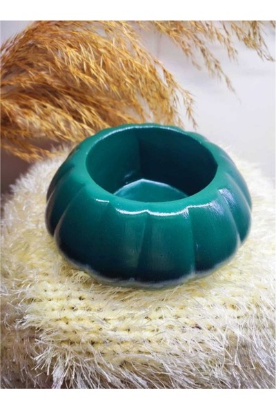 E.m.s Koyu Yeşil Renk Kabak Saksı Kaktüs ve Sukulent Saksısı Menekşe Saksısı Büyük Boy