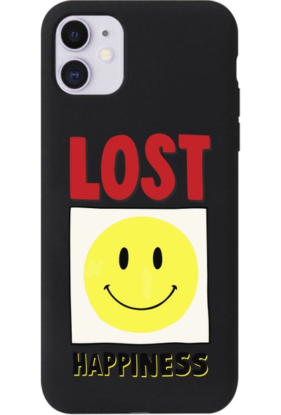 Casesing Apple iPhone 11 Siyah Lansman Lost Happiness Tasarımlı Içi Süet Kaplı Kılıf Casesing Apple iPhone 11 Siyah Lansman Lost Happiness Tasarımlı Içi Süet Kaplı Kılıf