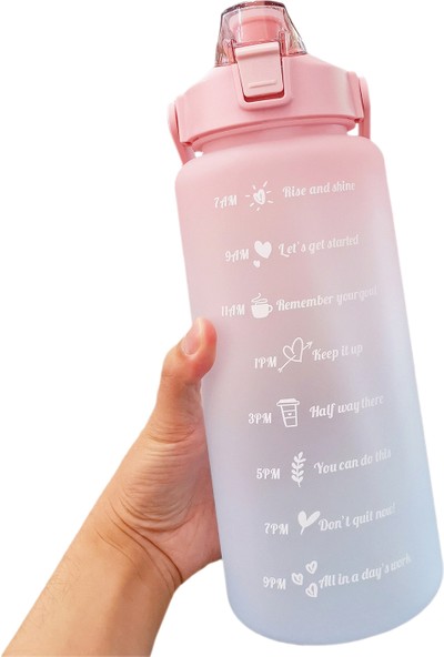 KKmoon 2 lt. Işaretleyici ve Samanlı Su Şişesi Büyük Kapasiteli (Yurt Dışından)