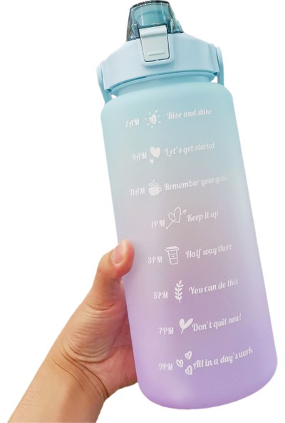 KKmoon 2l Işaretleyici ve Samanlı Su Şişesi Büyük Kapasiteli (Yurt Dışından)