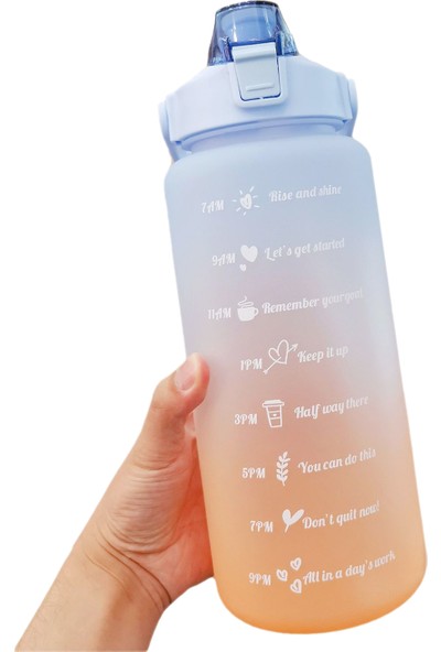 KKmoon 2 lt. Işaretleyici ve Samanlı Su Şişesi Büyük Kapasiteli (Yurt Dışından)