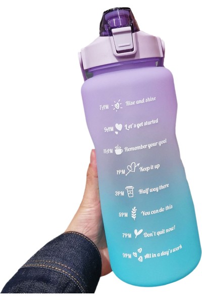 KKmoon 2 lt. Işaretleyici ve Samanlı Su Şişesi Büyük Kapasiteli (Yurt Dışından)