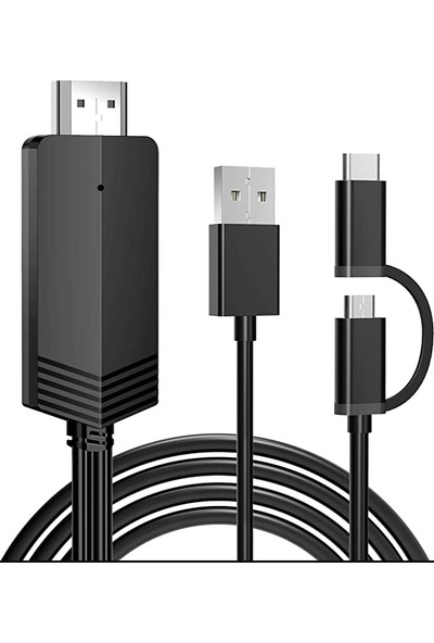 Charge 2'si 1 Arada USB Tip C Mikro USB - HDMI Kablosu