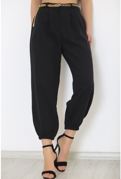 Modaymış Pileli Paça Lastikli Pantolon Siyah - 1004.1594. Modaymış Pileli Paça Lastikli Pantolon Siyah - 1004.1594.