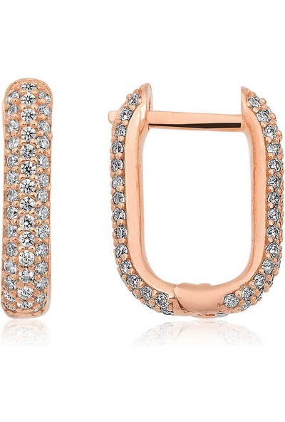 Gumush Siftaholsun Gümüş Çift Taraflı Beyaz Taşlı J Bayan Küpe