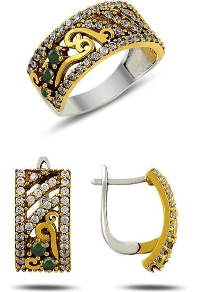 Kutaydan Gümüş Otantik Zirkon Taşlı Set