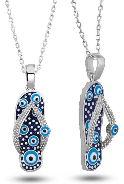 Kutaydan Gümüş Nazar Parmak Arası Terlik Kadın Kolye