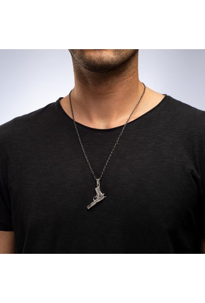 Ubuh Shop Gümüş Erkek Tabanca Zincir Kolye Ubuh Shop Gümüş Erkek Tabanca Zincir Kolye