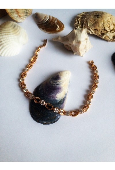 Ubuh Shop Paslanmaz Çelik Zirkon Taşlı Klipsli Altın Kadın Bileklik