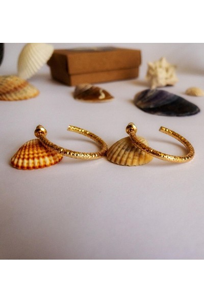 Ubuh Shop Altın Kadın Paslanmaz Çelik Şekilli Yarım Halka Küpe