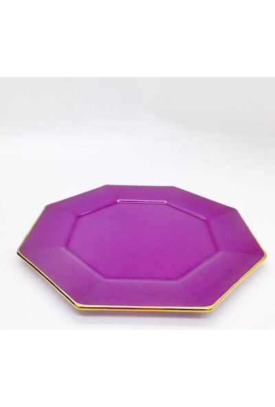 Glore Sekizgen Mor Altın 6 Lı Servis Tabağı 26 cm 28067 Glore Sekizgen Mor Altın 6 Lı Servis Tabağı 26 cm 28067