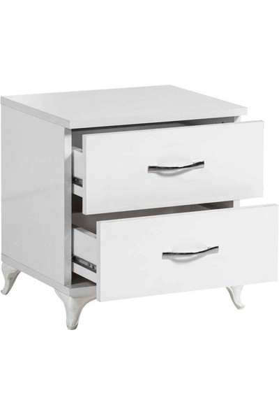Idemo Mobilya 2 Çekmeceli Ayaklı Beyaz Komodin