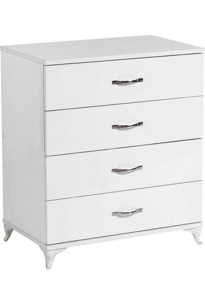 Idemo Mobilya 4 Çekmeceli Ayaklı Beyaz Şifonyer