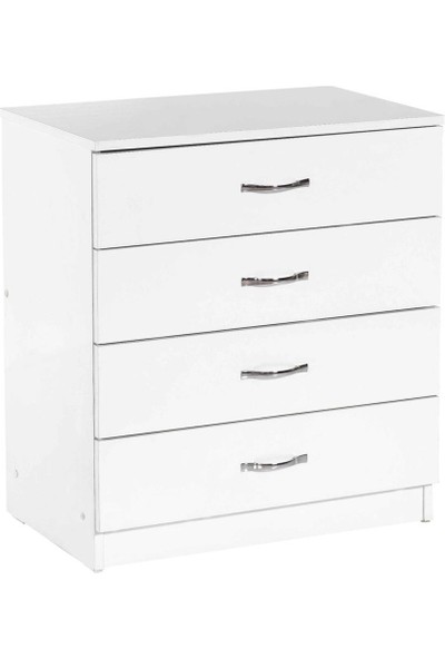Idemo Mobilya 4 Çekmeceli Bazalı Beyaz Şifonyer