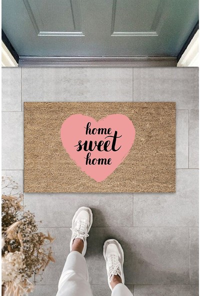 Silkcoat Home Pembe Kapı Önü Paspası Home Sweet Home Desen PS829 Silkcoat Home Pembe Kapı Önü Paspası Home Sweet Home Desen PS829