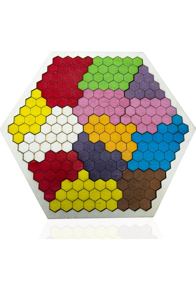 Fed Concept Ahşap Doğal Renklendirilmiş Altıgen Petek Yapboz Doğal Bez Çantası Ile Birlikte