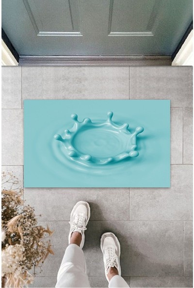 Silkcoat Home Dijital Baskı Mavi Su Damlası Paspas PS1102 Silkcoat Home Dijital Baskı Mavi Su Damlası Paspas PS1102