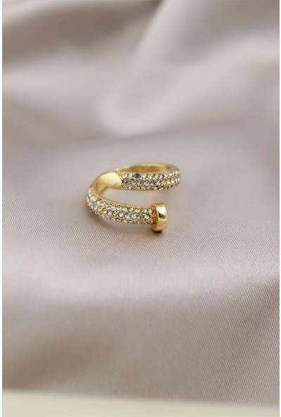 Clariss Gold Renk Metal Çivi Model Taşlı Kadın Yüzük Clariss Gold Renk Metal Çivi Model Taşlı Kadın Yüzük