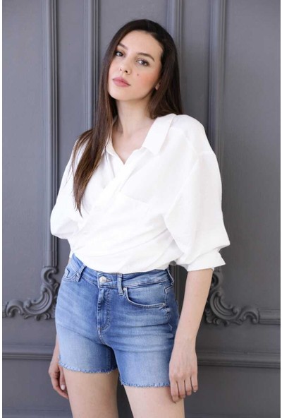 Modaline Paça Püsküllü Kot Şort