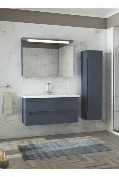 Alfa Banyo Avant Garde Boy Dolaplı Lüx Banyo Takımı Antrasit 135 cm