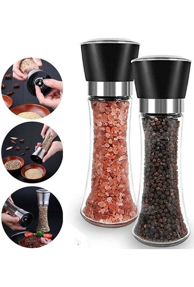 Canis Ayarlanabilir Karabiber Tuz Öğütücü Değirmeni Siyah Gümüş Canis Ayarlanabilir Karabiber Tuz Öğütücü Değirmeni Siyah Gümüş