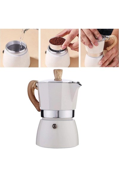 Canis Aloha Moka Pot 3 Cup Beyaz Canis Aloha Moka Pot 3 Cup Beyaz