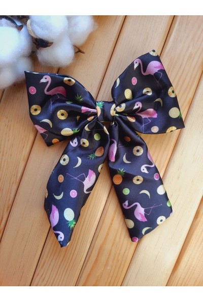 EyER Shoping Flamingo Figürlü Saten Otomatik Klips Toka Siyah EyER Shoping Flamingo Figürlü Saten Otomatik Klips Toka Siyah