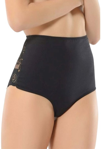 Belinay Kadın Arkası Dantel Külot Korse 0219 | Siyah