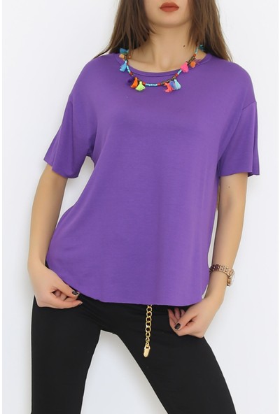 Muva Eteği Oval Bluz Mor - 1653.1095. Muva Eteği Oval Bluz Mor - 1653.1095.