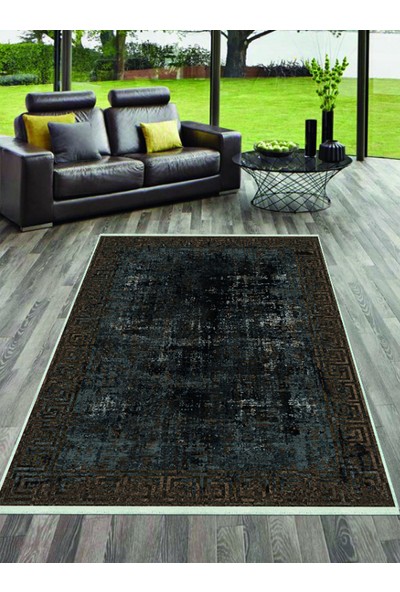 Sihirli Halı Özel Üretim Makinede Yıkanabilir Deri Taban Kahverengi Dijital Baskı Salon Halısı