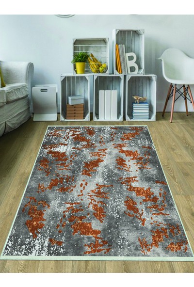 Sihirli Halı Özel Üretim Makinede Yıkanabilir Deri Taban Kahverengi Dijital Baskı Salon Halısı