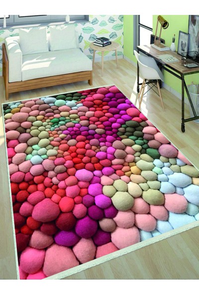 Sihirli Halı Özel Üretim Makinede Yıkanabilir Deri Taban Karışık Renkli Dijital Baskı Salon Halısı