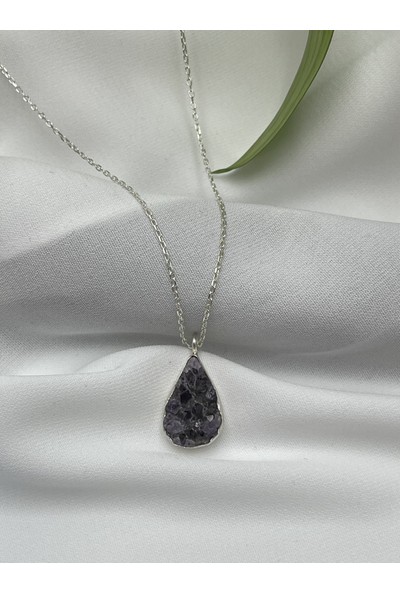 Ansa Gümüş Kolye Ametist Taşlı