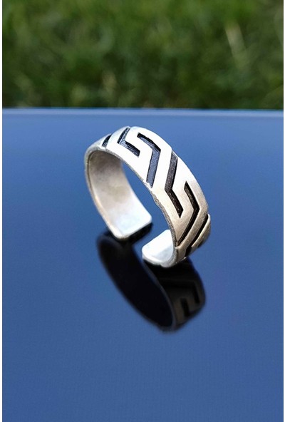 The Collection Desenli Gümüş Kaplama Ayarlanabilir Yüzük