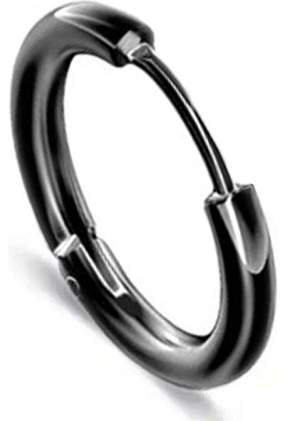 The Collection Unisex Cerrahi Çelik Siyah Renk 12 mm Halka Küpe