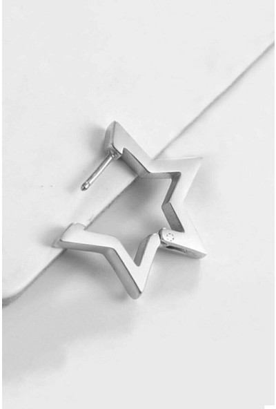 The Collection Yıldız Şekilli Unisex Gümüş Cerrahi Çelik Küpe