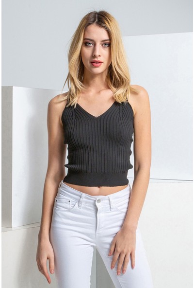 Thetwin2Z Siyah Çapraz Krop